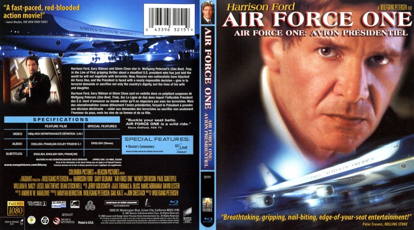 Air Force One Movie Blu Ray Scanned Covers Air Force One English
